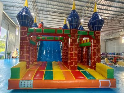 China Commercial PVC Inflatable Slide Castle Wide Slides Exotic Charm Castle Inflatable Dry Slide For Kids And Adults for sale