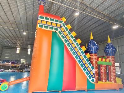 China Commercial PVC Inflatable Slide Castle Wide Slides Exotic Charm Castle Inflatable Dry Slide For Kids And Adults for sale