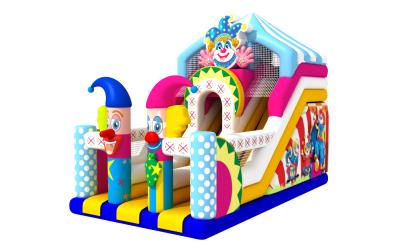 China Commercial Inflatable Double Slides Clown Inflatable Slides Castle For Kids for sale