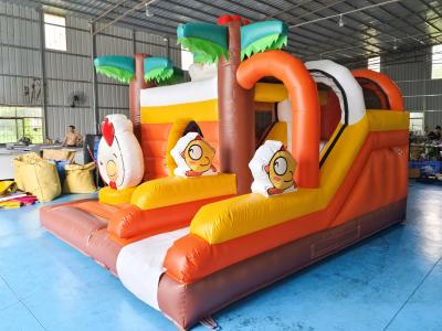 China Digital Printing Inflatable Combos Chicken Cartoon Inflatable Bouncy House With Slide Jumping House for sale