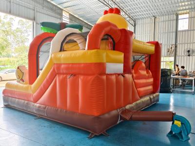 China Digital Printing Inflatable Combos Chicken Cartoon Inflatable Bouncy House With Slide Jumping House for sale