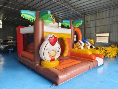 China Digital Printing Inflatable Combos Chicken Cartoon Inflatable Bouncy House With Slide Jumping House for sale