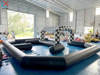 China Black And White Factory Inflatable Large Track Racing Inflatable Obstacle Course for sale