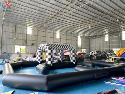 China Black And White Factory Inflatable Large Track Racing Inflatable Obstacle Course for sale