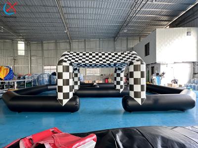 China Black And White Factory Inflatable Large Track Racing Inflatable Obstacle Course for sale
