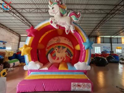 China Commercial Aufblasbare Einhorn Sprung Sprungkasten Aufblasbare Türsteher für Kinder zu verkaufen
