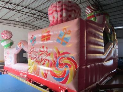 China Inflatable Fun City PVC Colorful Sweet Candy Castle Bounce House  Inflatable Obstacle Course for sale