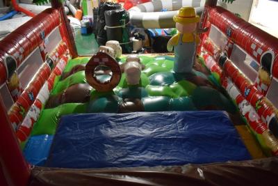 China Opblaasbare leuke stad met een boerderij als thema van PVC voor pretpark met vuurvaste glijbaan Te koop