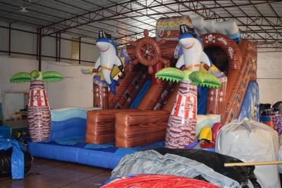 China Pirate Themed Dolphins Commercial Inflatable Water Slides For Rental In Amusement Park Inflatable Pirate Dry Slide for sale