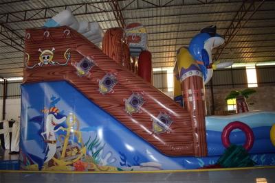 China Pirate Themed Dolphins Commercial Inflatable Water Slides For Rental In Amusement Park Inflatable Pirate Dry Slide for sale