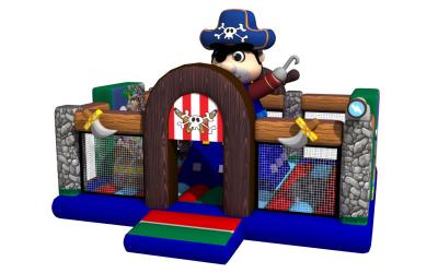 중국 해적 주제 아이 중앙에 상승 벽을 가진 팽창식 되튐 집 가득 차있는 인쇄 판매용
