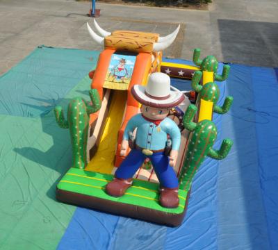 China PVC Inflatable West Cowboy Themed Dry Slide For Swimming Pool for sale