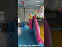 Digital Printing Inflatable Combos Colorful Unicorn Bounce House Jumping Castles With Silde