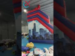 Inflatable Dry Slide Spiderman Hero Cartoon Inflatable Double Slides Castle For Kids And Adluts