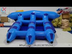 Leverancier Opblaasbare Banaanboot Sleepboten Blauw Vliegende Drijver Banaan Waterspellen