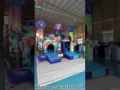 Garden Bouncy Castle Lilo & Stitch Bounce House With Slide For Sale