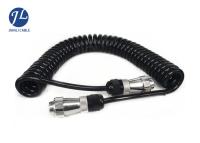 China Coiled 7 Pin Trailer Vision Systems Cable With Plastic Plug For 3 Camera Video for sale