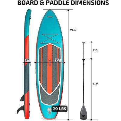 Cina Bordo su ordinazione di visita di lunghezza di Logo Inflatable Stand Up Paddle del bordo del Sup da 11,6 piedi in vendita