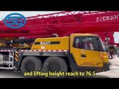 Camion rosso Sany 46m delle pompe per calcestruzzo della seconda mano con Isuzu Chassis