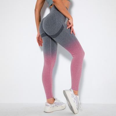 China Anti-Wrinkle Fade Pants Peach Color Breathable Yoga Sports Gaiters Seamless-Tip Running Pants for sale