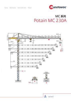 China USED POTAIN TOPKIT TOWER CRANE MC230A 10T HOT SALE MADE IN CHINA for sale