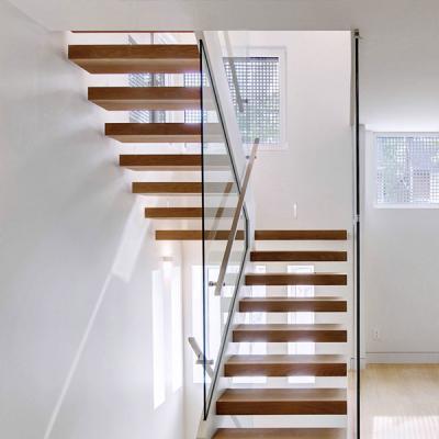 China indoor modern design carbon steel stainless steel wood treads stairs staircase for sale