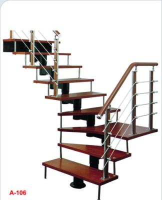 China indoor carton steel single stringer powder coated stainless steel glass railing straight staircase stairs for sale