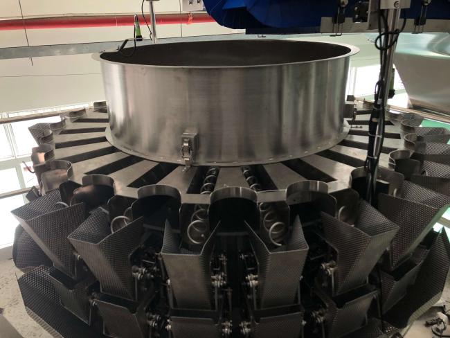 Close-up of SUS304 screw multi-head weigher components