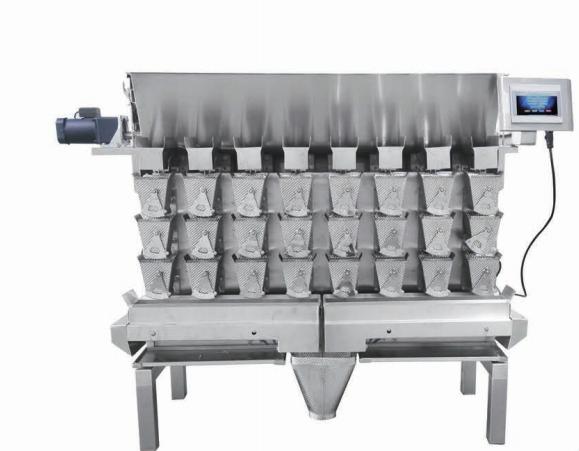 Multi-head weigher machine for fish and meat products - front view