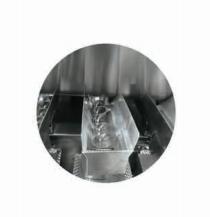 Multi-head weigher machine in operation with seafood products