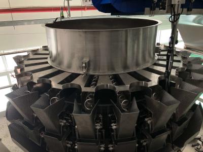 China 24 Heads Multihead Weigher Packing Machine Dual Screw Linear Pans For Oily Sticky Fresh Food for sale