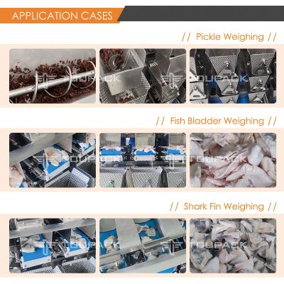 China Irregular Material Weighing Packing Solution Sticky Products Seafood Weighing and Packaging Line for sale