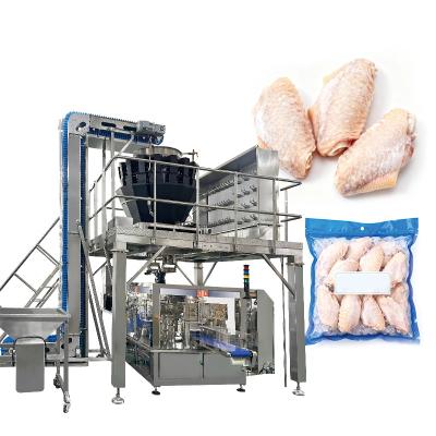 China Food Grade Automatic Vacuum Frozen Food Packing Machine with Multihead Weigher and 5-50 Bag/min Speed for sale