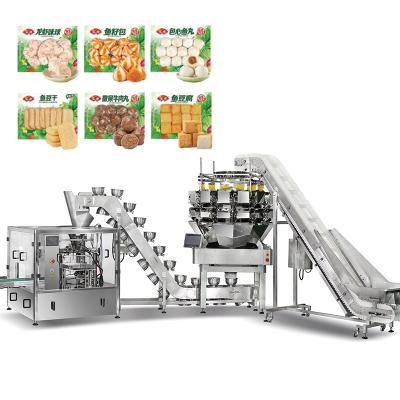 China Food Grade Automatic Vacuum Frozen Food Packing Machine with Multihead Weigher and 5-50 Bag/min Speed for sale
