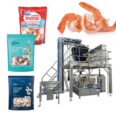 China Food Grade Automatic Vacuum Frozen Food Packing Machine with Multihead Weigher and 5-50 Bag/min Speed for sale