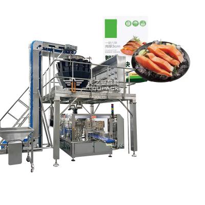 China Automatic Packing Machine with 5-50 Bag/min Speed 220V Multi-Head Weigher for Frozen Meat Packaging for sale