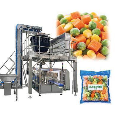 China Food Grade Automatic Doypack Bag Fries Chicken Mix Salad Weighing And Filling Packing Machine Frozen Seafood Packaging Machine for sale