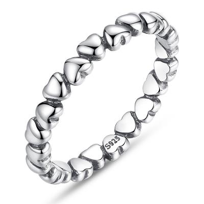 China Small Love Heart Shaped 925 Sterling Silver Rings For New Year & Valentine's Day Gift for sale