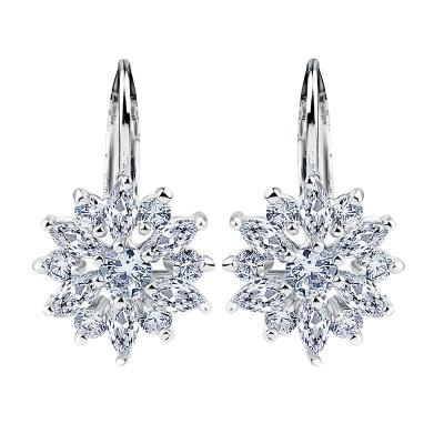China Shiny Silver Color Cubic Zirconia Jewelry Dangle Earrings , CZ Stone Jewellery for sale