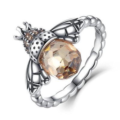China Ladies 925 Sterling Silver Rings With Cute Animal Shaped Cubic Zirconia Stone for sale