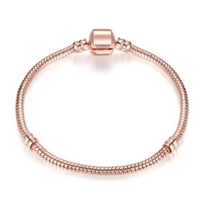 China Rose Gold Chain Bracelet DIY European Snake Bracelet With Round Gold Plated Clasp for sale
