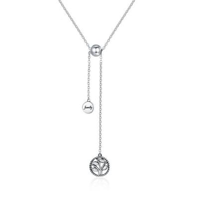 China Girls Sterling Silver Chain Link Necklace With Tree Of Life And House Letter Pendants for sale