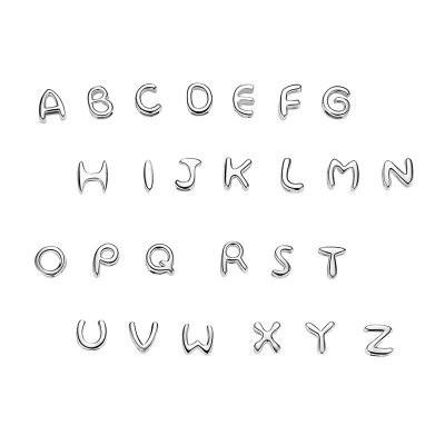 China Small Simple Sterling Silver Alphabet Pendants 26 Letters For Necklace OEM / ODM for sale