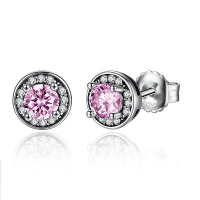 China Pretty 925 Sterling Silver Earrings Push Back Small Diamond Stud Earrings For Ladies for sale