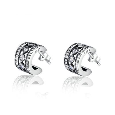 China Small Classic Square Sterling Silver Cubic Zirconia Stud Earrings Gift For Friend / Lovers for sale