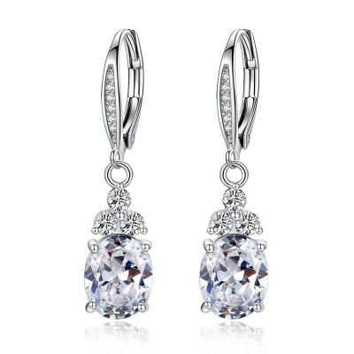 China Blue Crystal Fashion CZ Cubic Zirconia Jewelry Drop Earrings Anti Allergic for sale