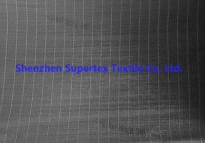 China DTY Twill 100% Jacquard Polyester Fabric Grey Color Pin Stripes Two Tone Fabric for sale