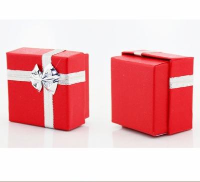 China Set up red jewelry paper boxes silver ribbon butterfly lid and base carton boxes for sale