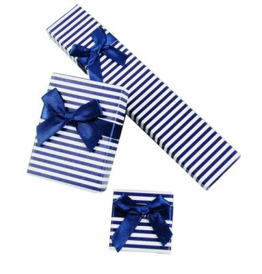 China Blue Stripe Personalised Jewellery Gift Boxes For Necklace And Earrings for sale