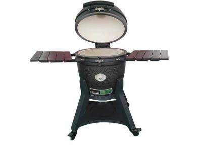 China Houtskool 22 Inch Dot Pattern Keramische Kamado Grills Met Zwarte Pizza Steen Te koop
